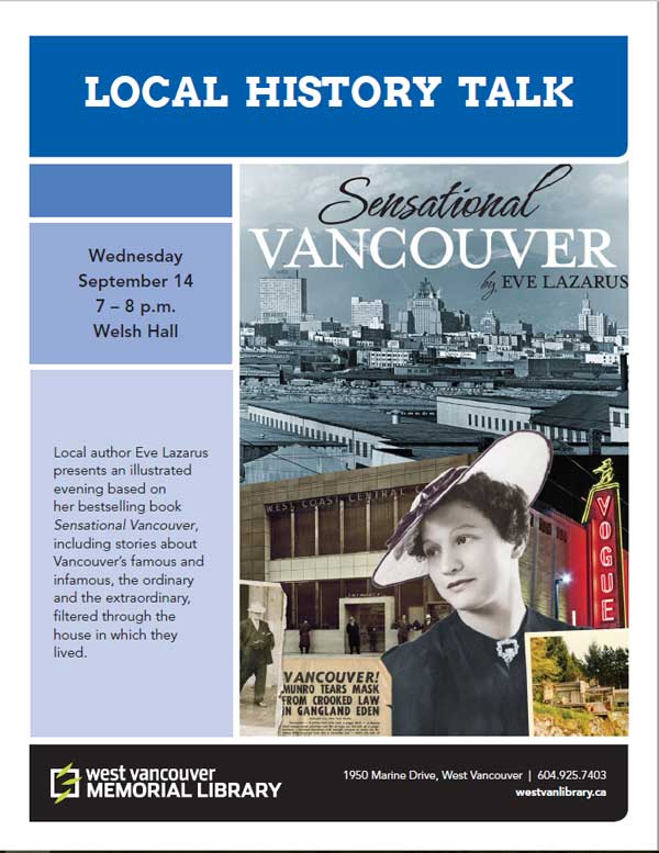 Event: History Talk at West Vancouver Memorial Library, Sept. 14th ...